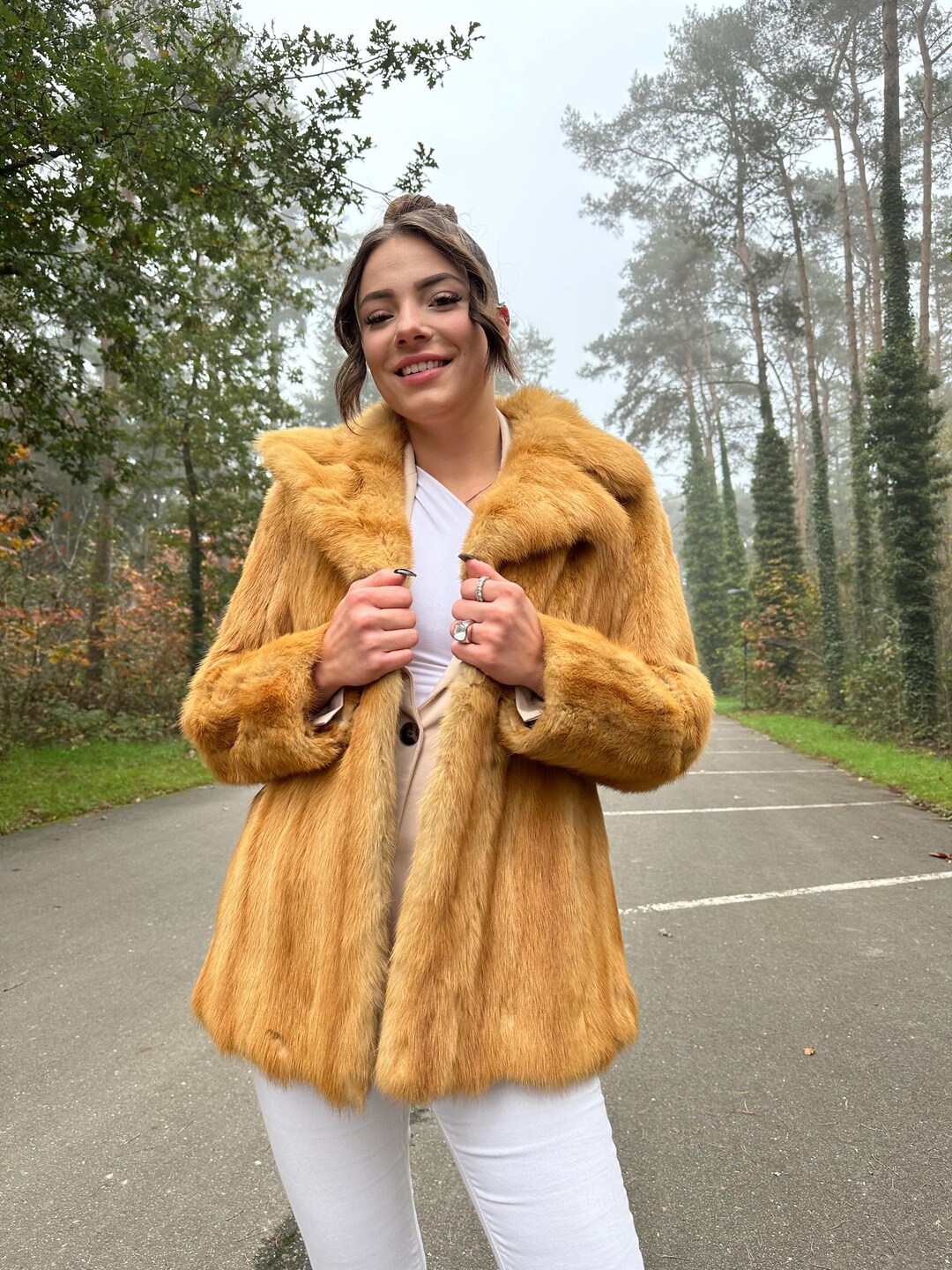 Outlet Golden Mink Jacket Small Size, Real Mink Fur, Vintage Style ...