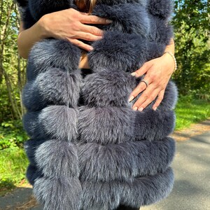 Brand New Dyed Blue Fox Fur Vest, M/L Size, Premium Quality Fur ...