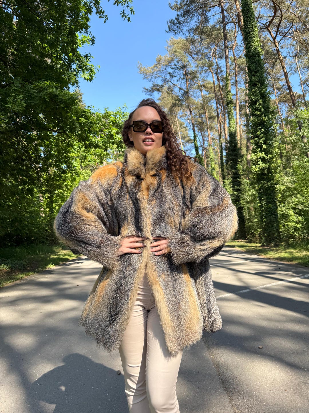 Gray Cross Fox Fur Coat, Medium Size, Real Fur Coat, Fox Fur Coat, Fox ...
