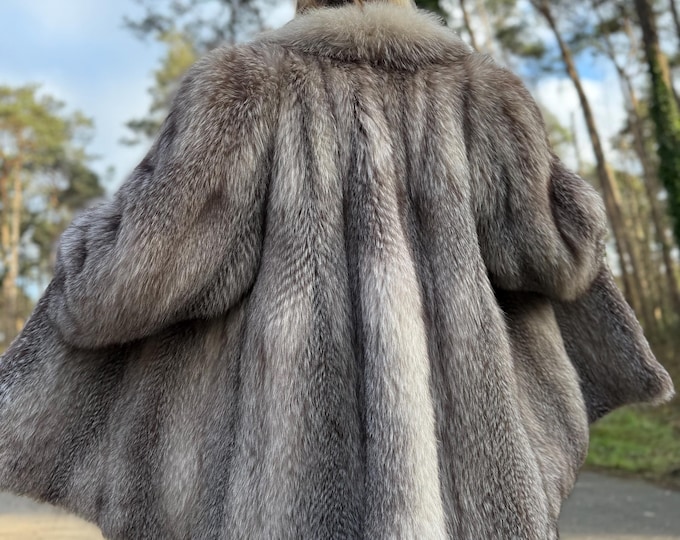 Crystal Fox Fur Coat, Fluffy Fox Fur Coat, One Size XXL Fox Fur Coat ...