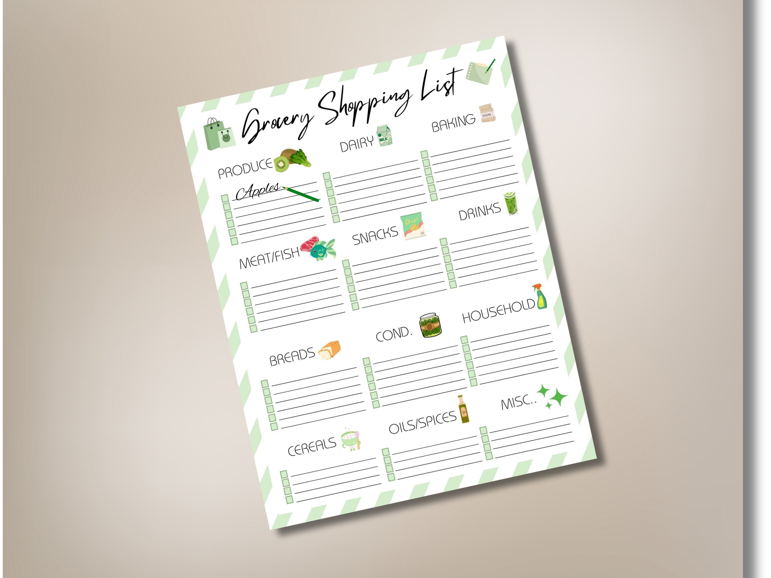 Printable Grocery Shopping List - Etsy