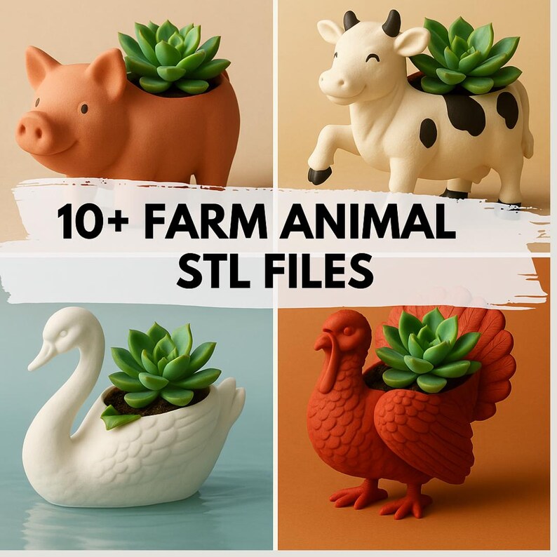 Farm Animal 3D Planter STL Files: 3D Printing Model (instant Download ...