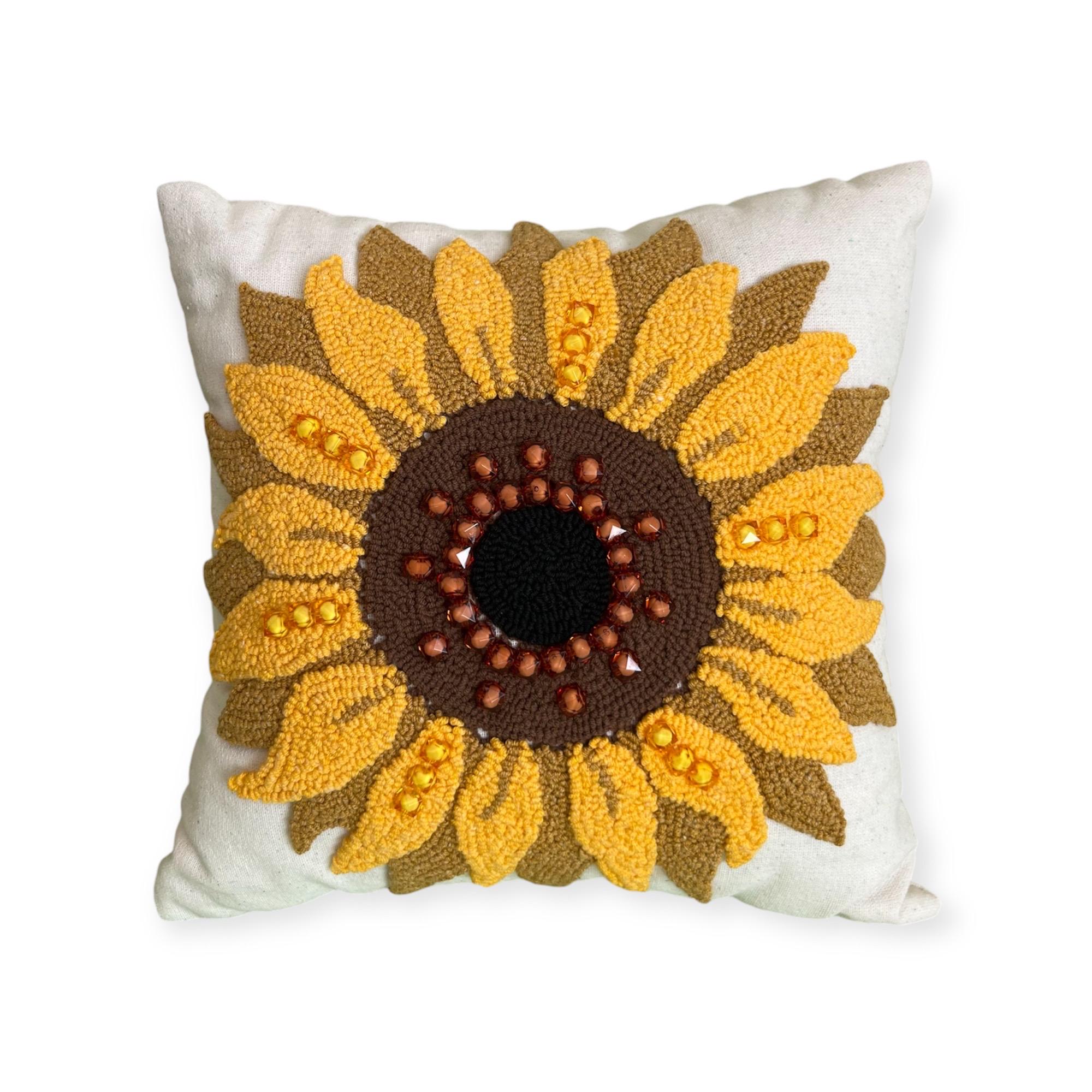 Sunflower Punch Pillow Cover Cushion, Sunflower Punch Needle Pillow - Etsy