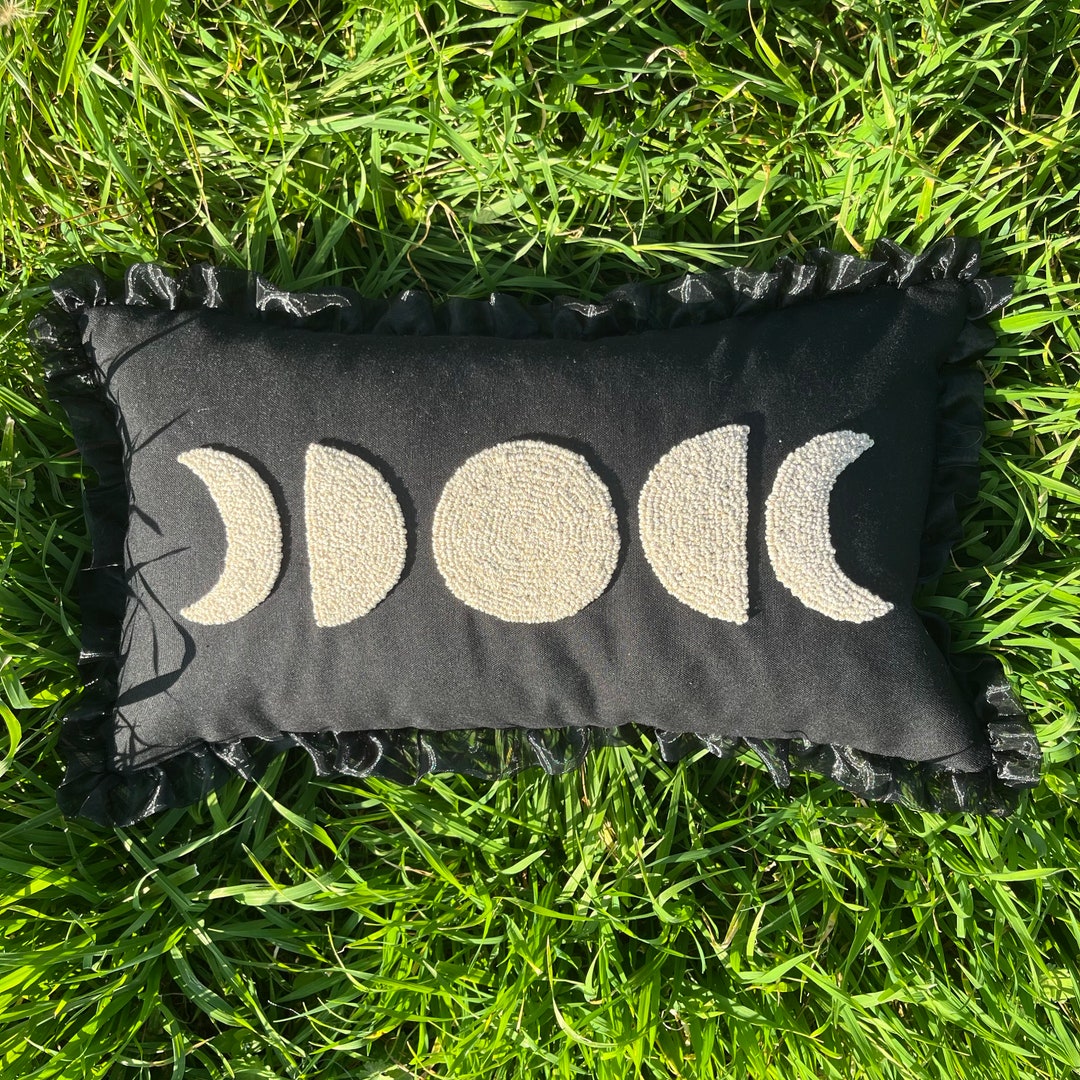 Moon Phases Embroidered Linen Pillow Cover, Lunar Decor (30x50cm) - Etsy