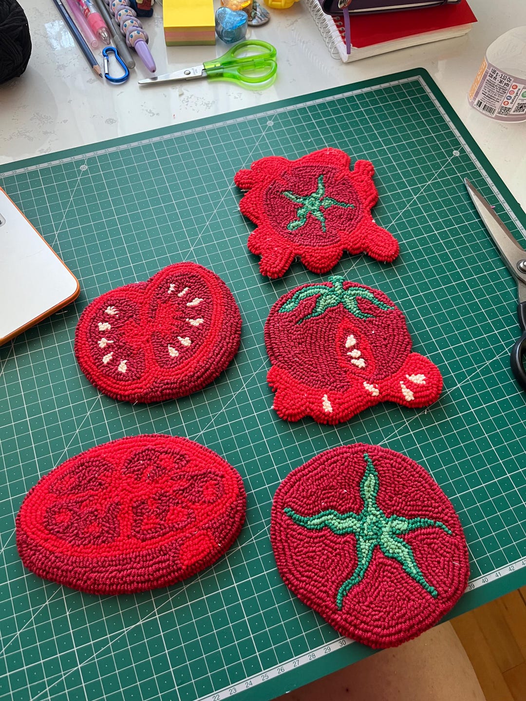 Handmade Punch Needle Tomato Coaster – Farmhouse Kitchen Decor - Etsy