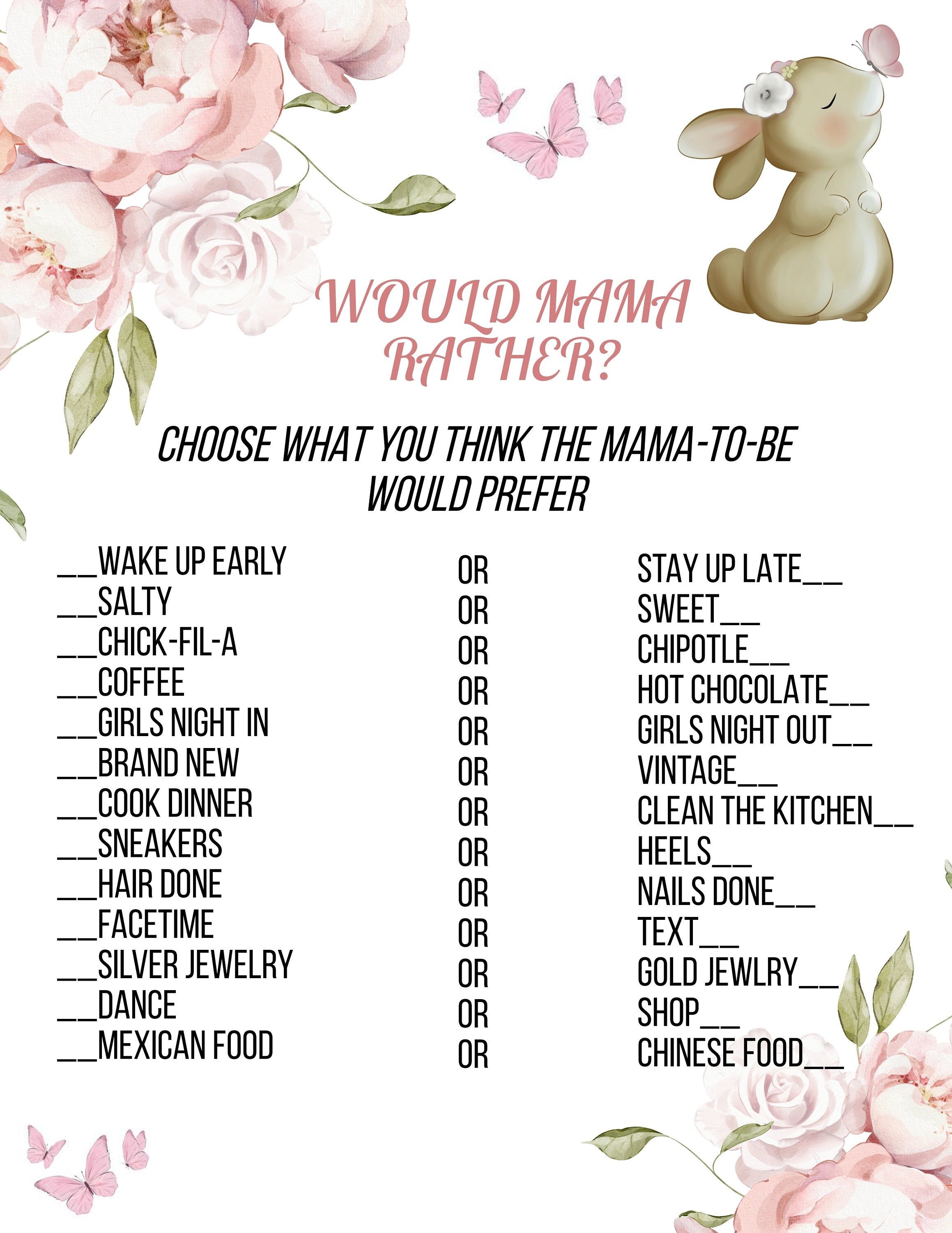 Bunny Themed Baby Shower Games, 5 Games Included - Etsy