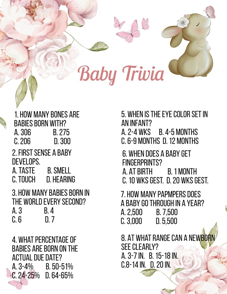 Bunny Themed Baby Shower Games, 5 Games Included - Etsy