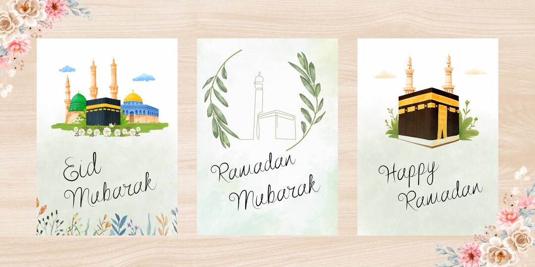 Set of 3 Ramadan Printable Cards, Ramadan Gifts, Modern Ramadan ...
