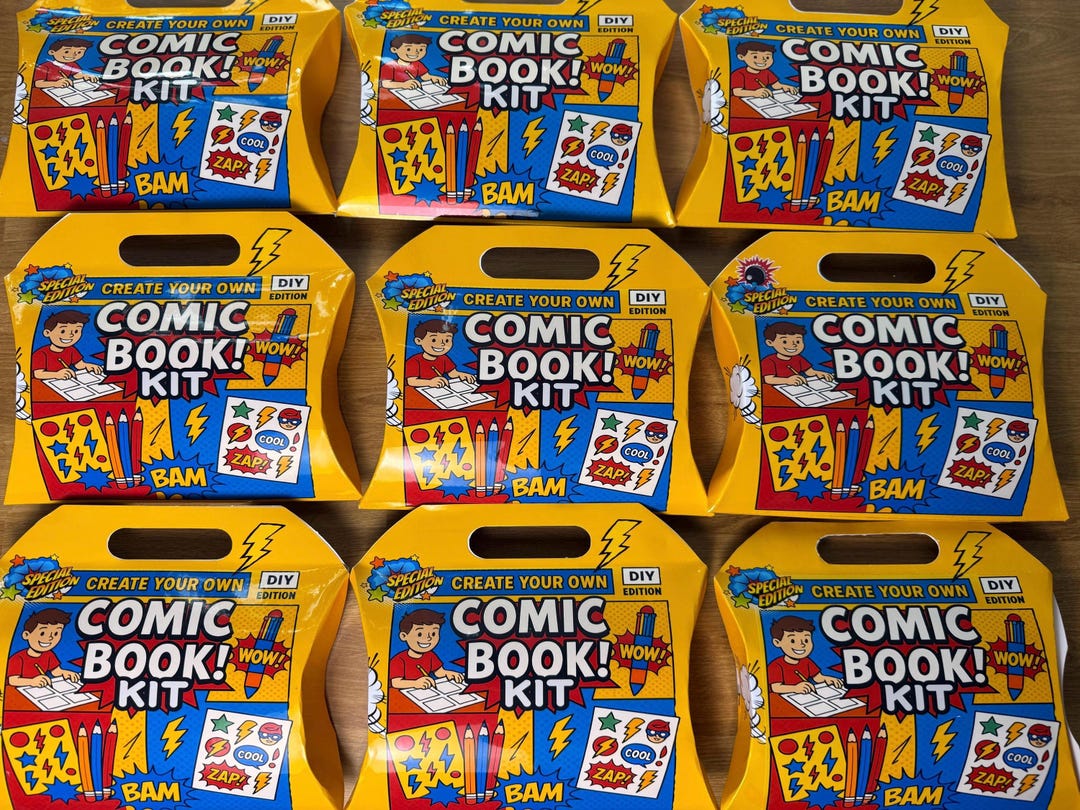 Art Gift Set for Kids – Blank Comic Book, Stencils, Stickers, Pencils ...