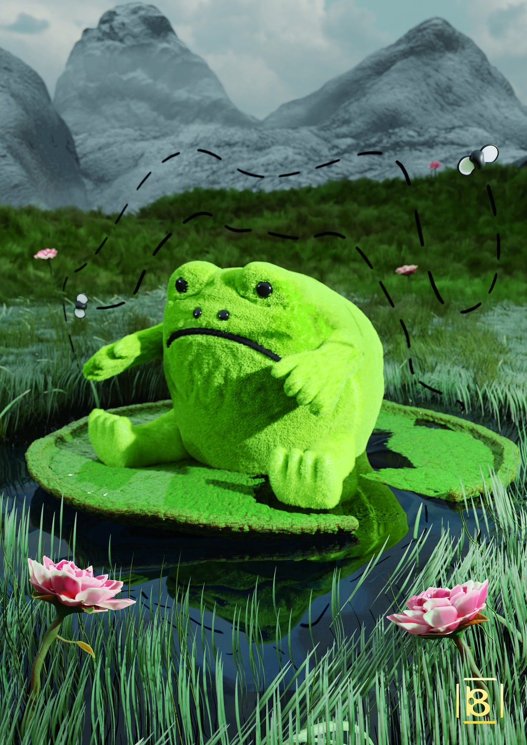 Digital Poster Cute Grumpy Frog 3D Design Art Aesthetical Stylish Wall ...