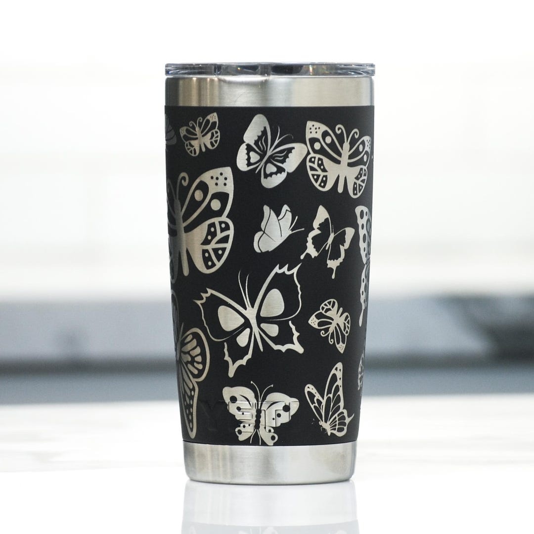 Butterfly Engraved Full Wrap 20oz Tumbler, 20oz Custom Engraved ...