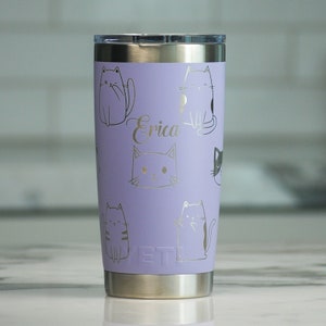 Personalized Cat Tumbler, Custom Engraved Cat 20oz Cup, Gift for Cat ...