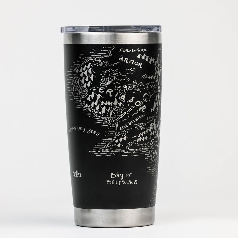 Middle Earth Style Map Custom Engraved 20oz Cup, Signature Series and ...