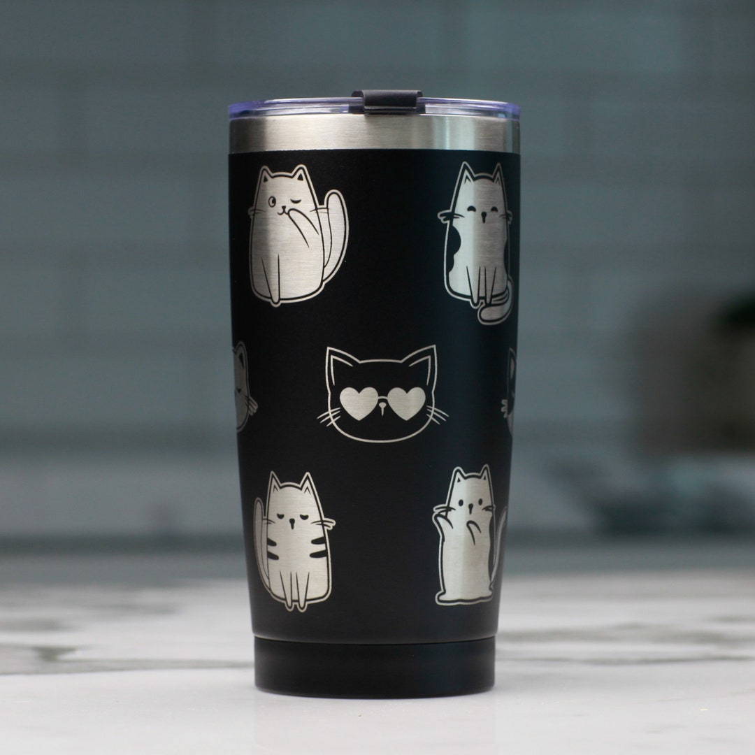 Cute Cats Engraved Full Wrap 20oz Tumbler, 20oz Custom Cats Engraved ...