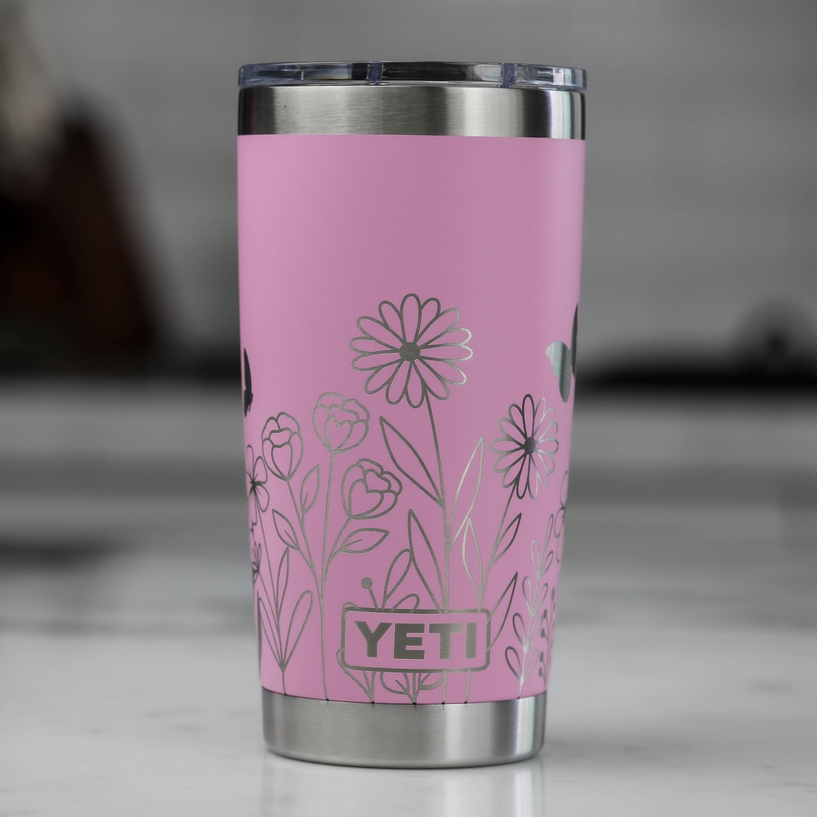 Wildflower Butterfly Engraved Tumbler: Personalized 20oz YETI ...