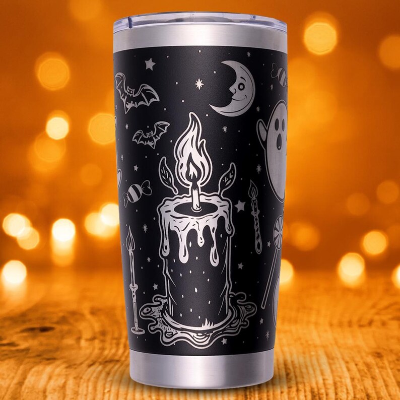 Engraved Halloween Ghost & Pumpkin 20oz YETI Tumbler - 20oz Classic ...