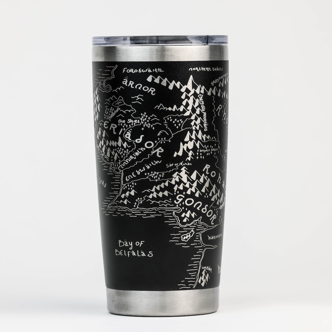 Middle Earth Style Map Custom Engraved 20oz Cup, Signature Series and ...