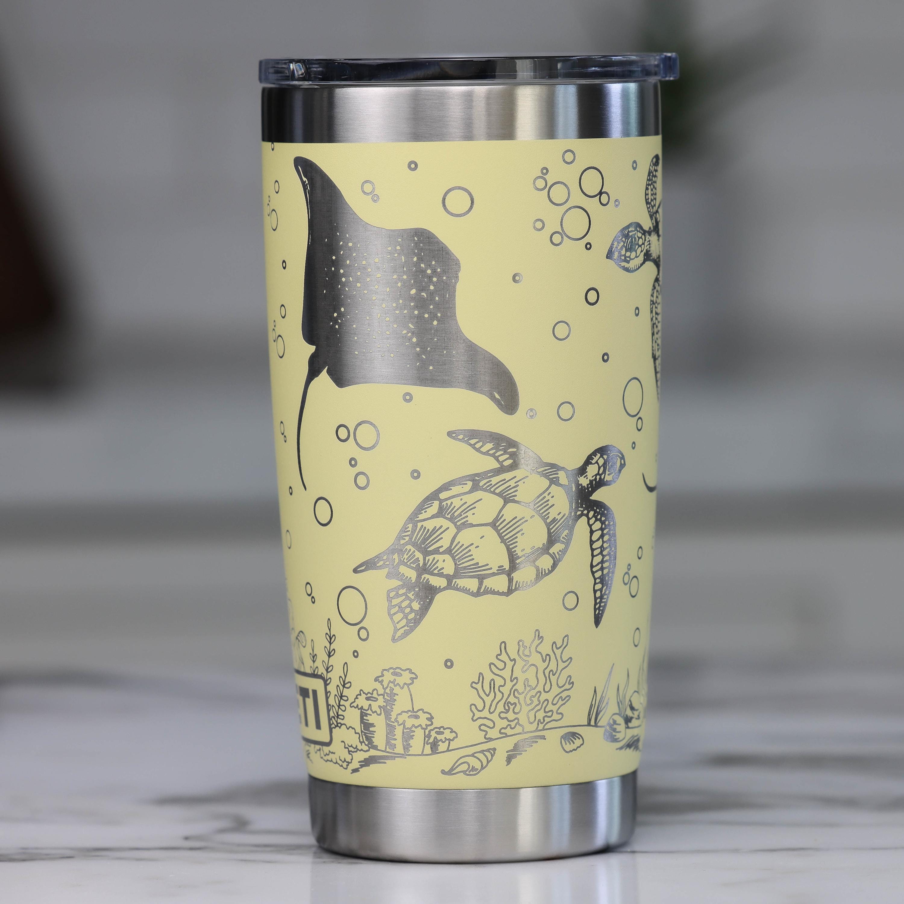 Engraved Sea Turtle & Ray 20oz Tumbler: Ocean Scene YETI Style - Etsy