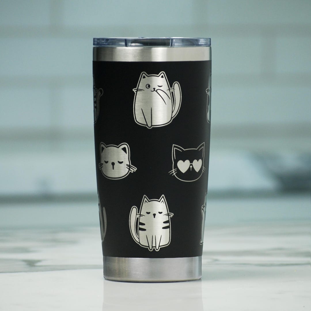 Cute Cats Engraved Full Wrap 20oz Tumbler, 20oz Custom Cats Engraved ...