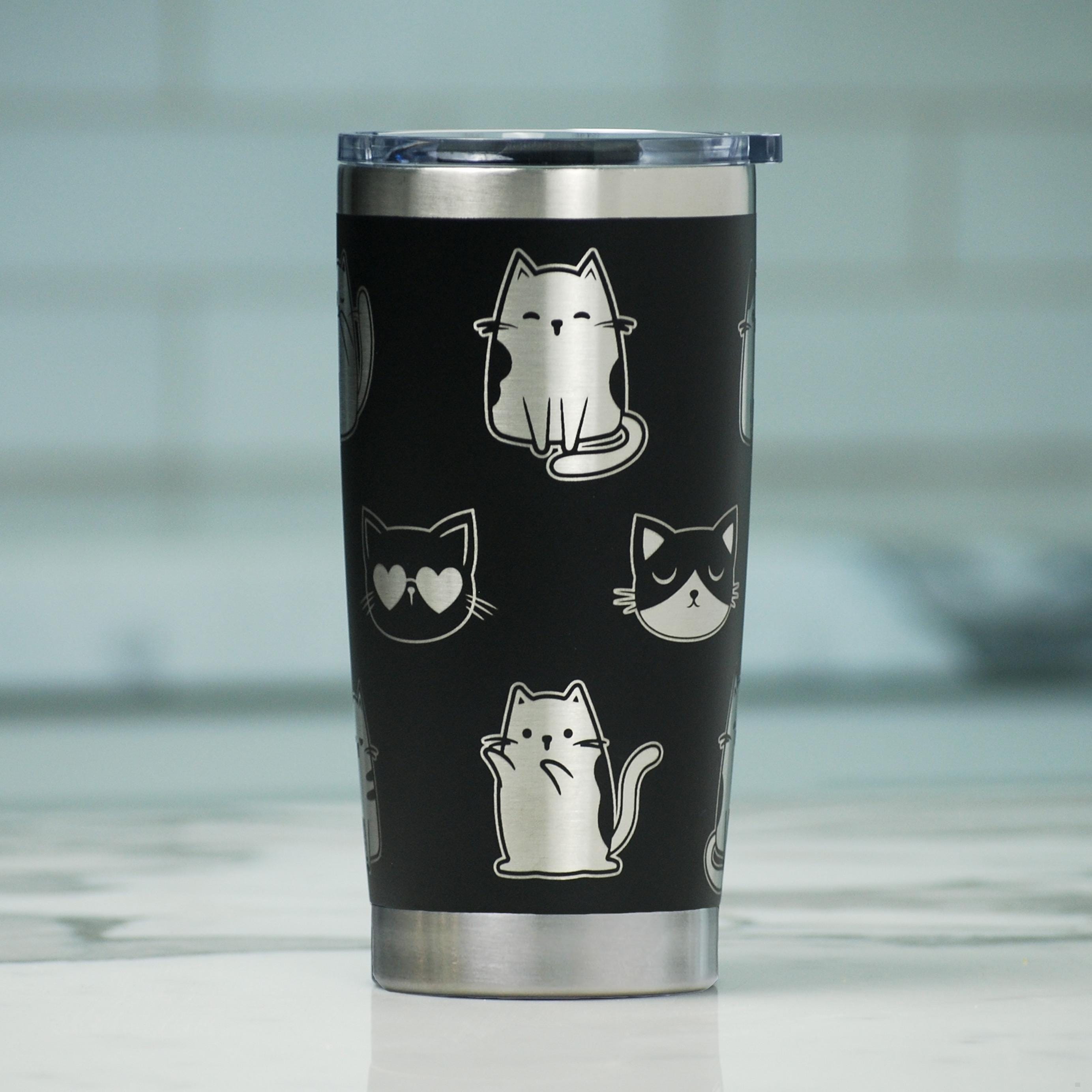 Cute Cats Engraved Full Wrap 20oz Tumbler, 20oz Custom Cats Engraved ...