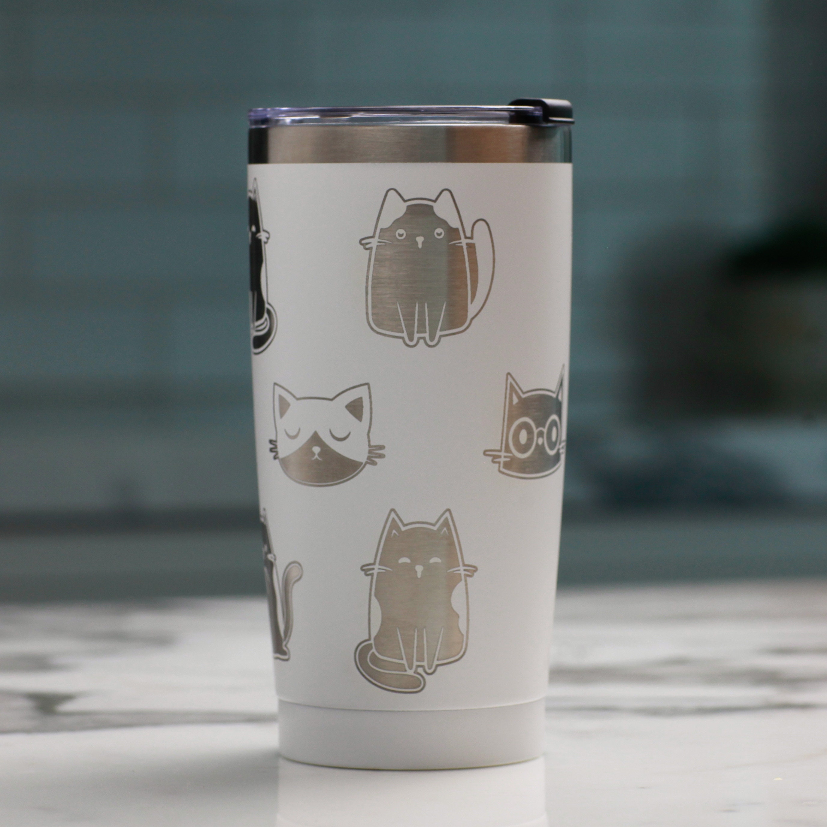Cute Cats Engraved Full Wrap 20oz Tumbler, 20oz Custom Cats Engraved ...