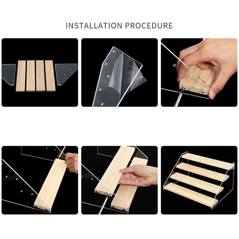 Handcrafted Acrylic and Beech Wood Decorative Display Stand, DIY Stand ...