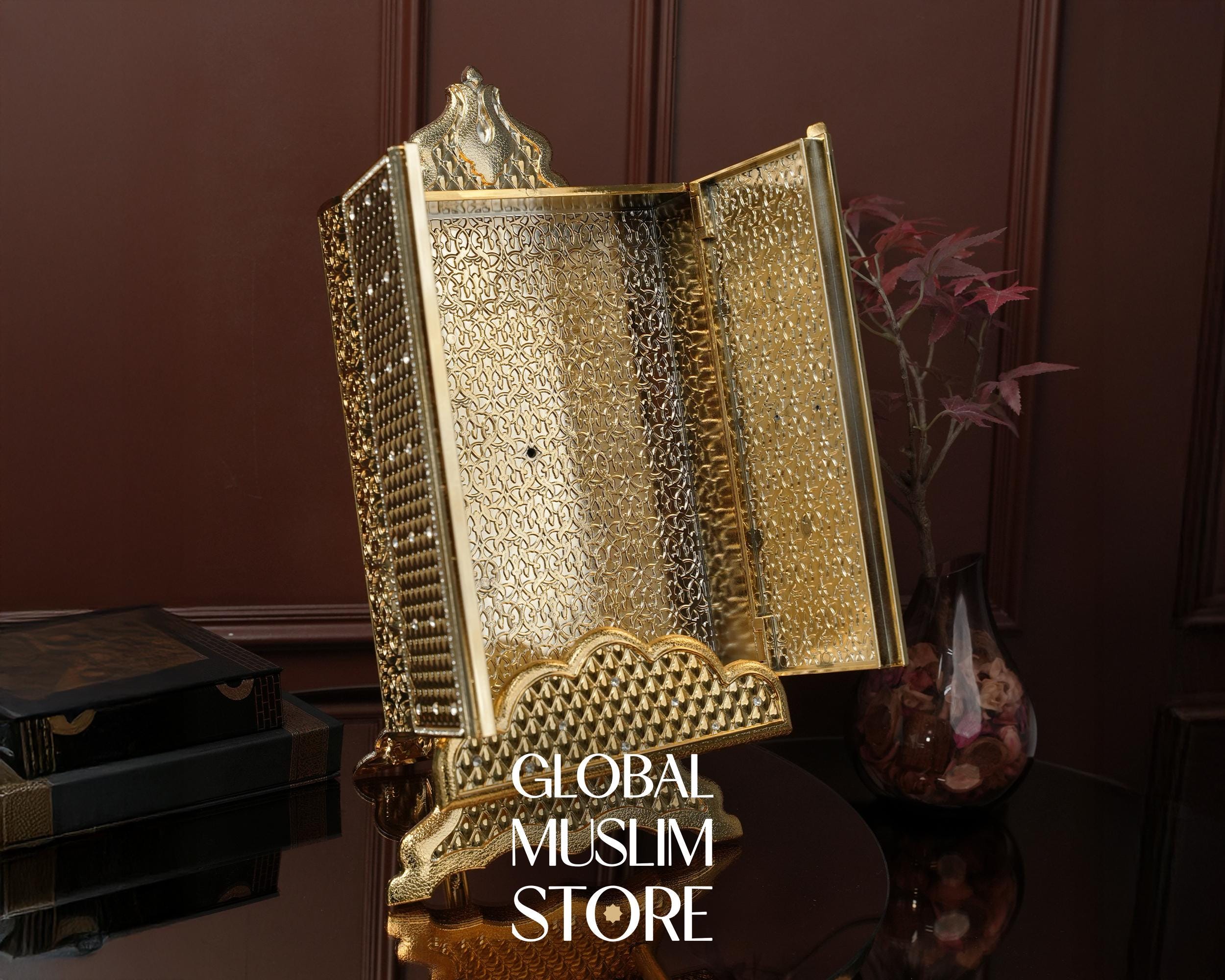 Quran Box, Gold Quran Case, Luxury Quran Cover With Stand - Etsy