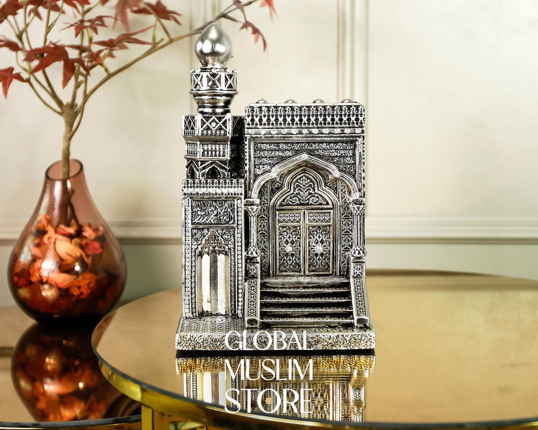 Silver Islamic Mihrab and Minbar Decorative Figurine | Mosque Masjid ...