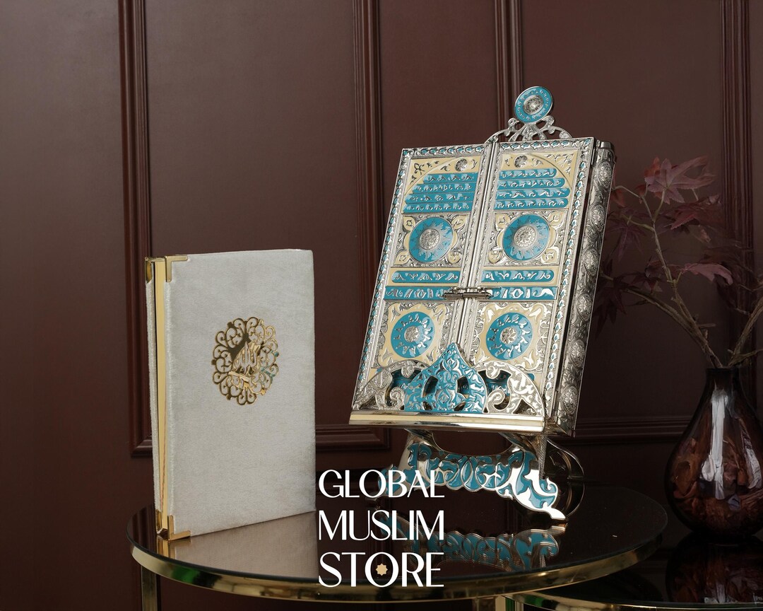 Silver Quran Box With Velvet Covered Quran Gift | Islamic Decor Gift ...