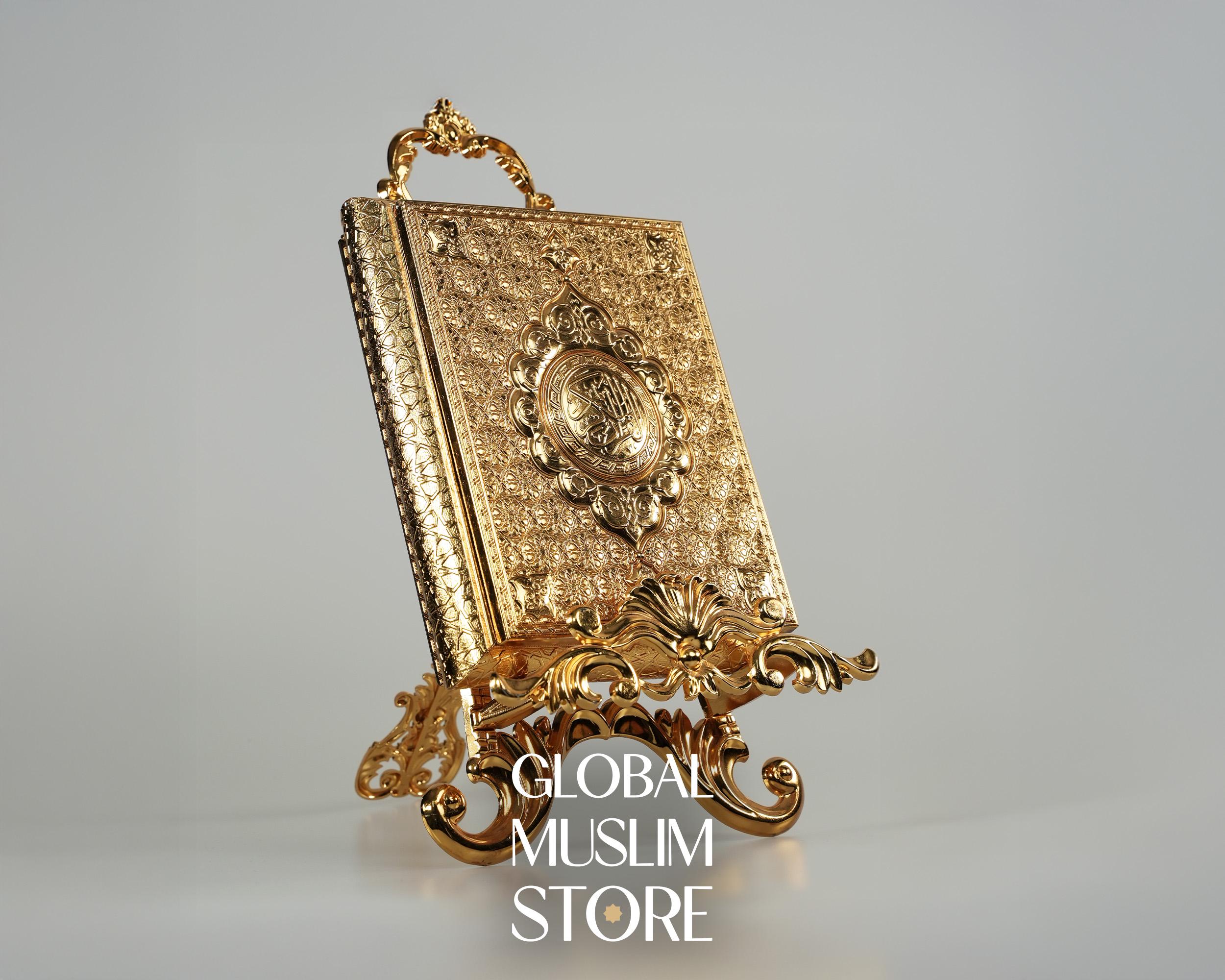 Luxury Gold Quran Box Set: Engraved Islamic Gift With Display Stand - Etsy