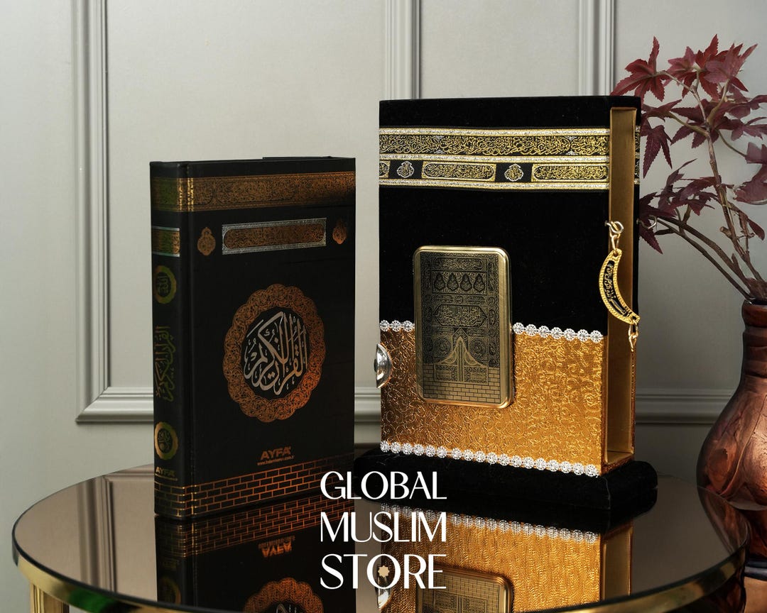 Kaaba Quran Gift Set | Velvet Quran Box and Arabic Quran | Islamic ...