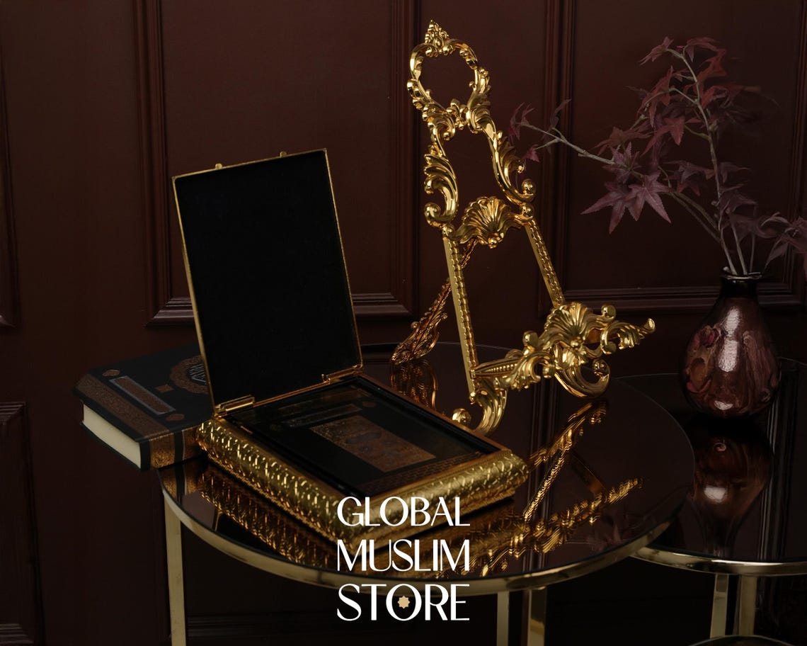 Luxury Gold Quran Box Set: Engraved Islamic Gift With Display Stand - Etsy