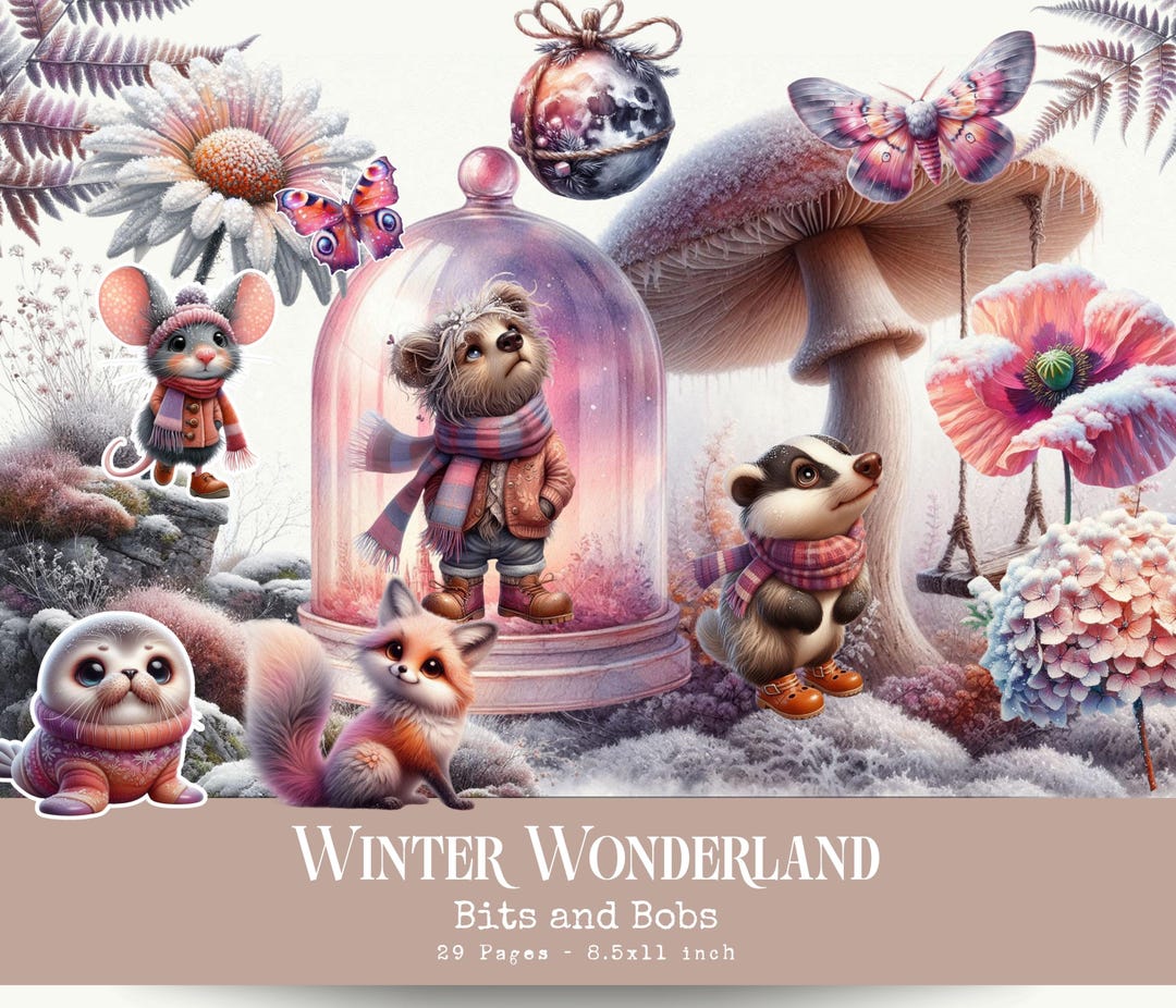 Winter Wonderland Bits and Bobs - Pastel Ephemera Fussy Cuts, Junk ...