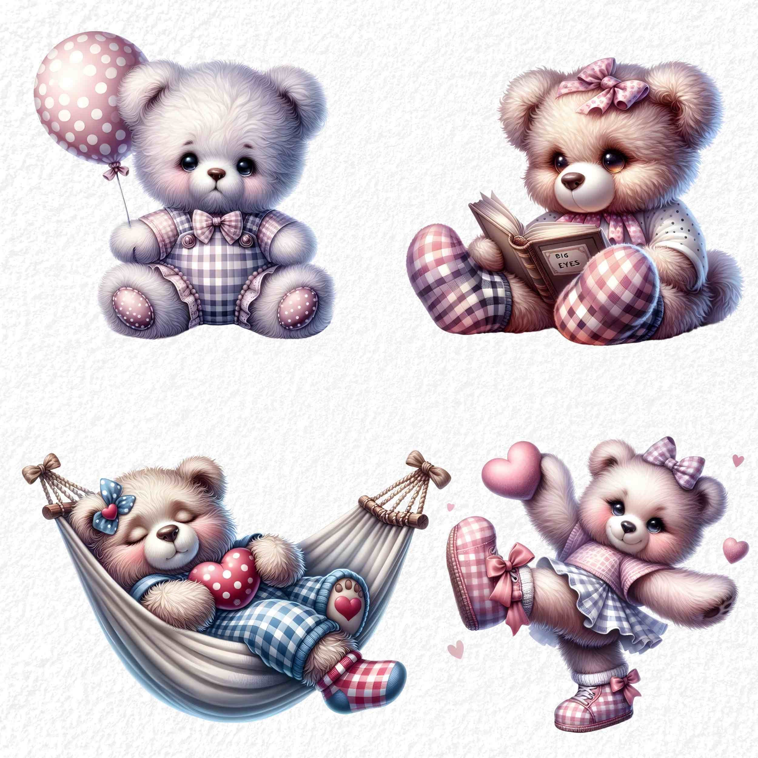 Cute Teddy Bear Clipart Bundle High Quality Clipart Teddy Bears Digital ...