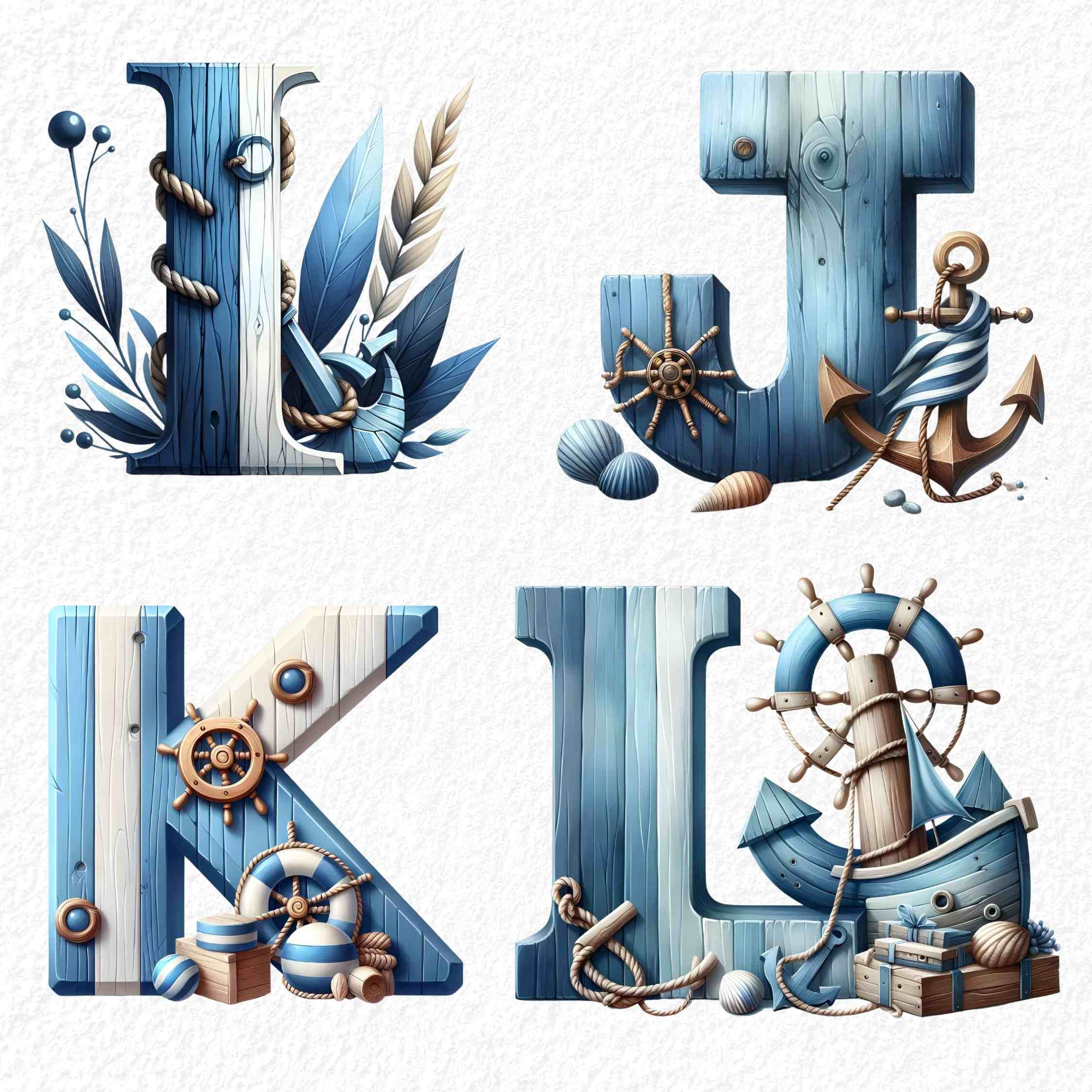 Nautical Alphabet PNG: Ocean Decorative Letters Clipart (digital ...