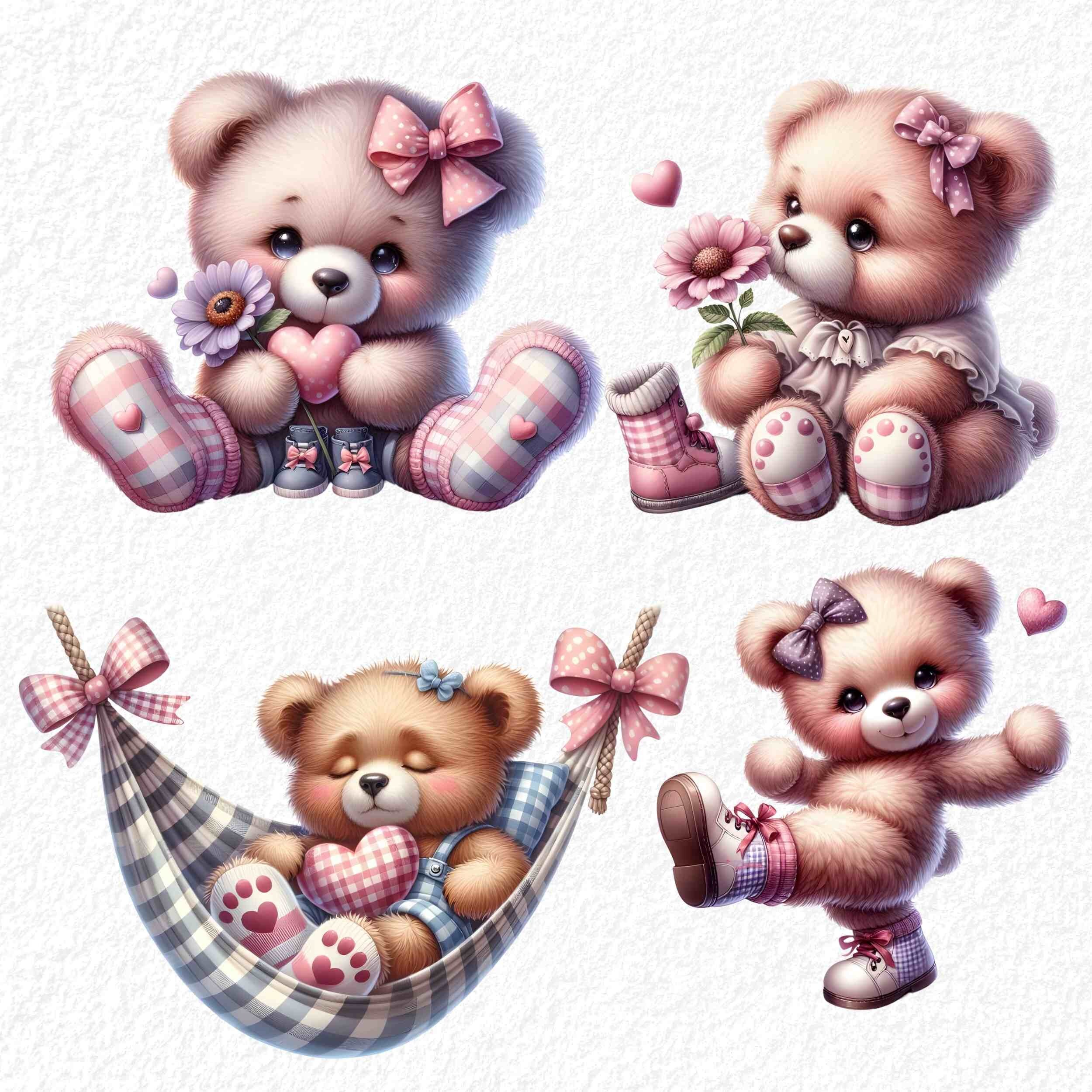 Cute Teddy Bear Clipart Bundle High Quality Clipart Teddy Bears Digital ...