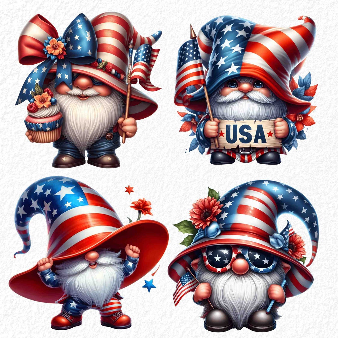 4th July Gnomes Clipart Bundle High Quality Clipart Gnomes Digital ...