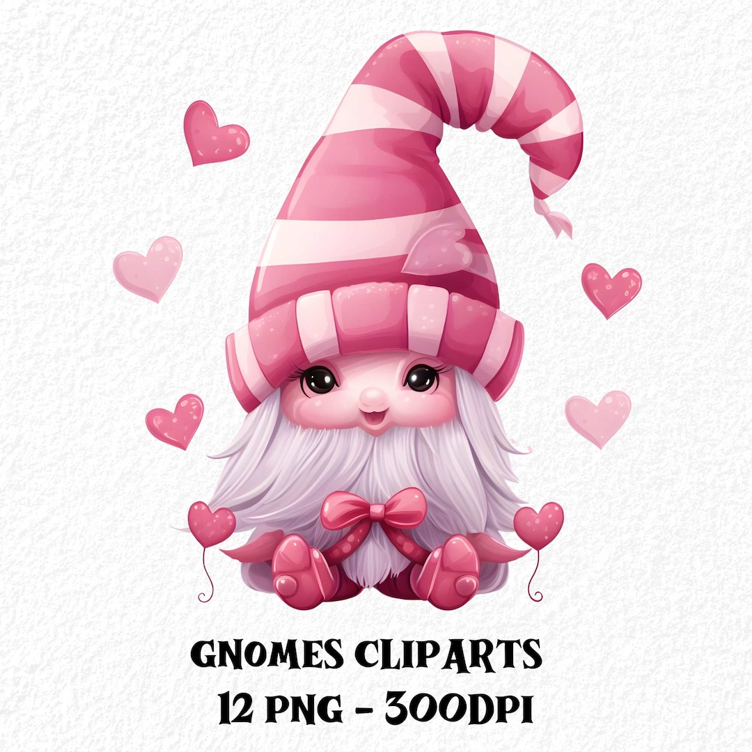 Cute Valentines Day Pink Gnomes Clipart Bundle Gnome High Quality ...
