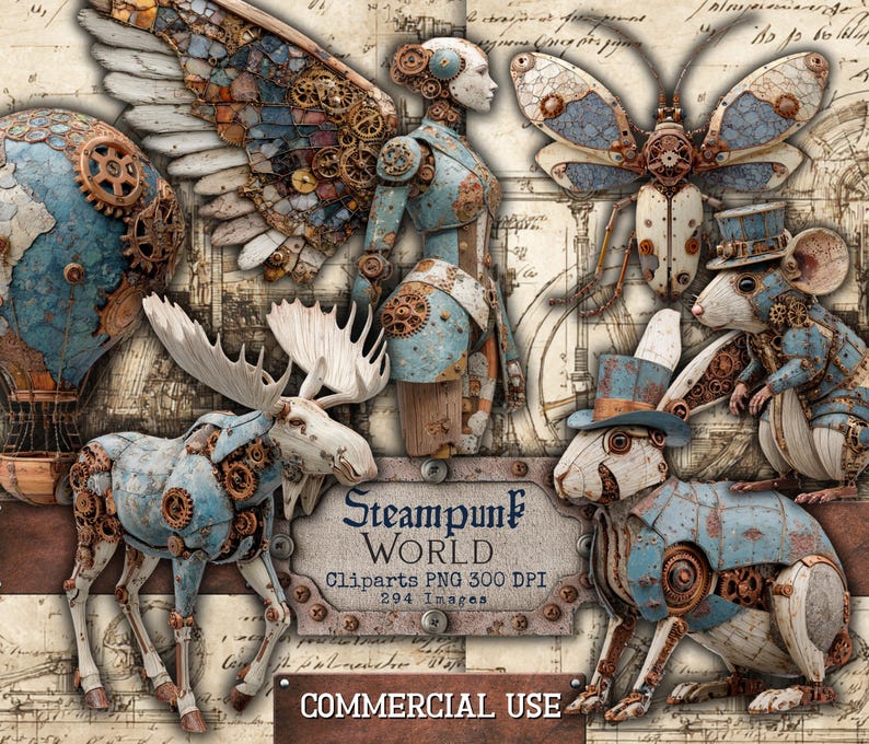 Vintage Steampunk Cliparts PNG - Commercial Use - 294 Industrial Beige ...