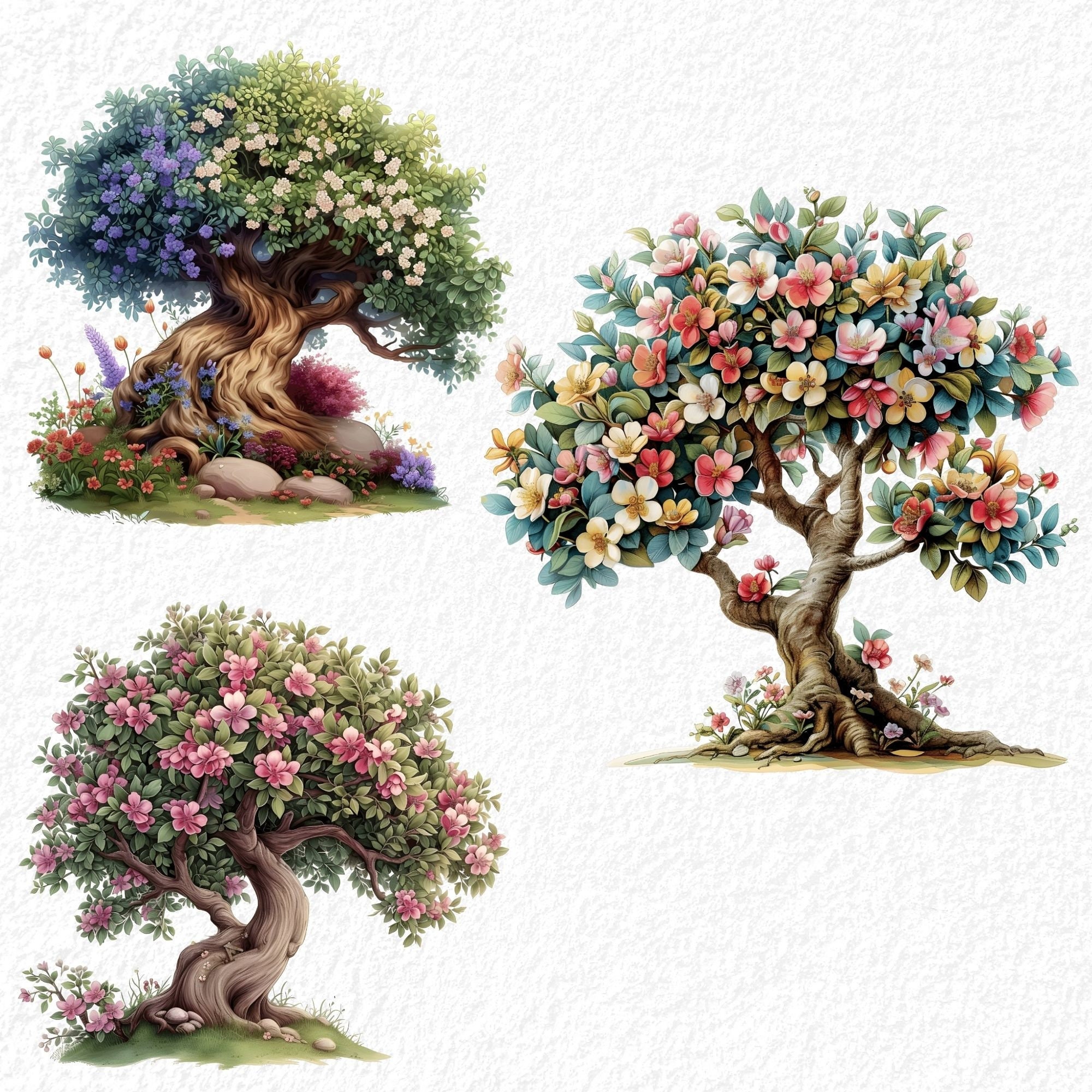 Spring Trees Clipart Bundle High Quality Blossom Trees Clipart Set ...