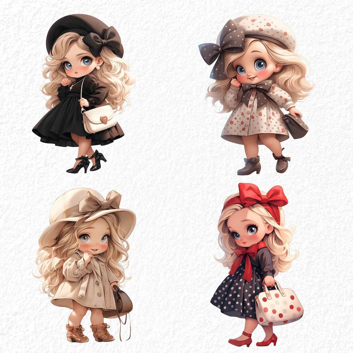 Parisian Girl Clipart Bundle High Quality Clipart Paris-themed Sticker ...