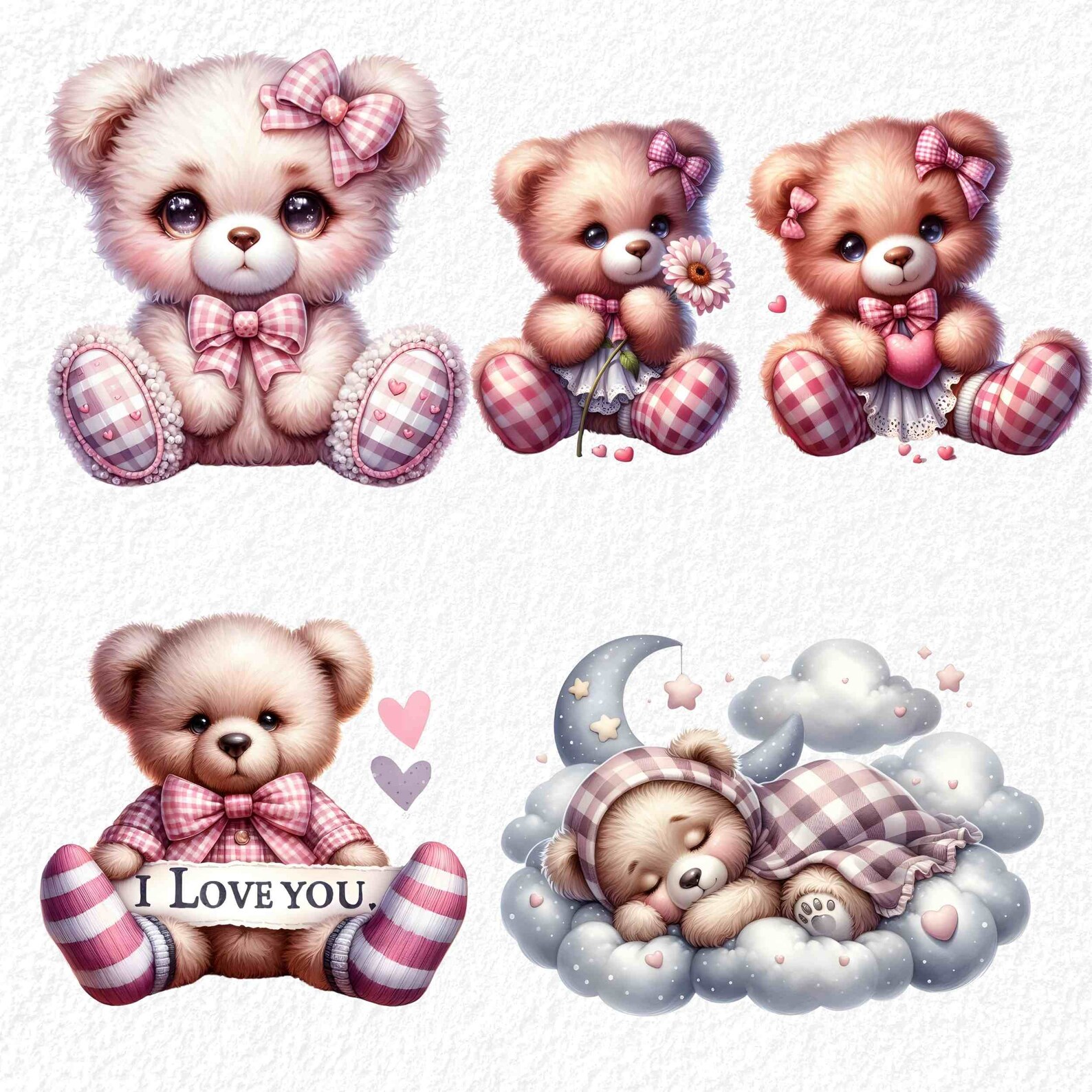 Cute Teddy Bear Clipart Bundle High Quality Clipart Teddy Bears Digital ...