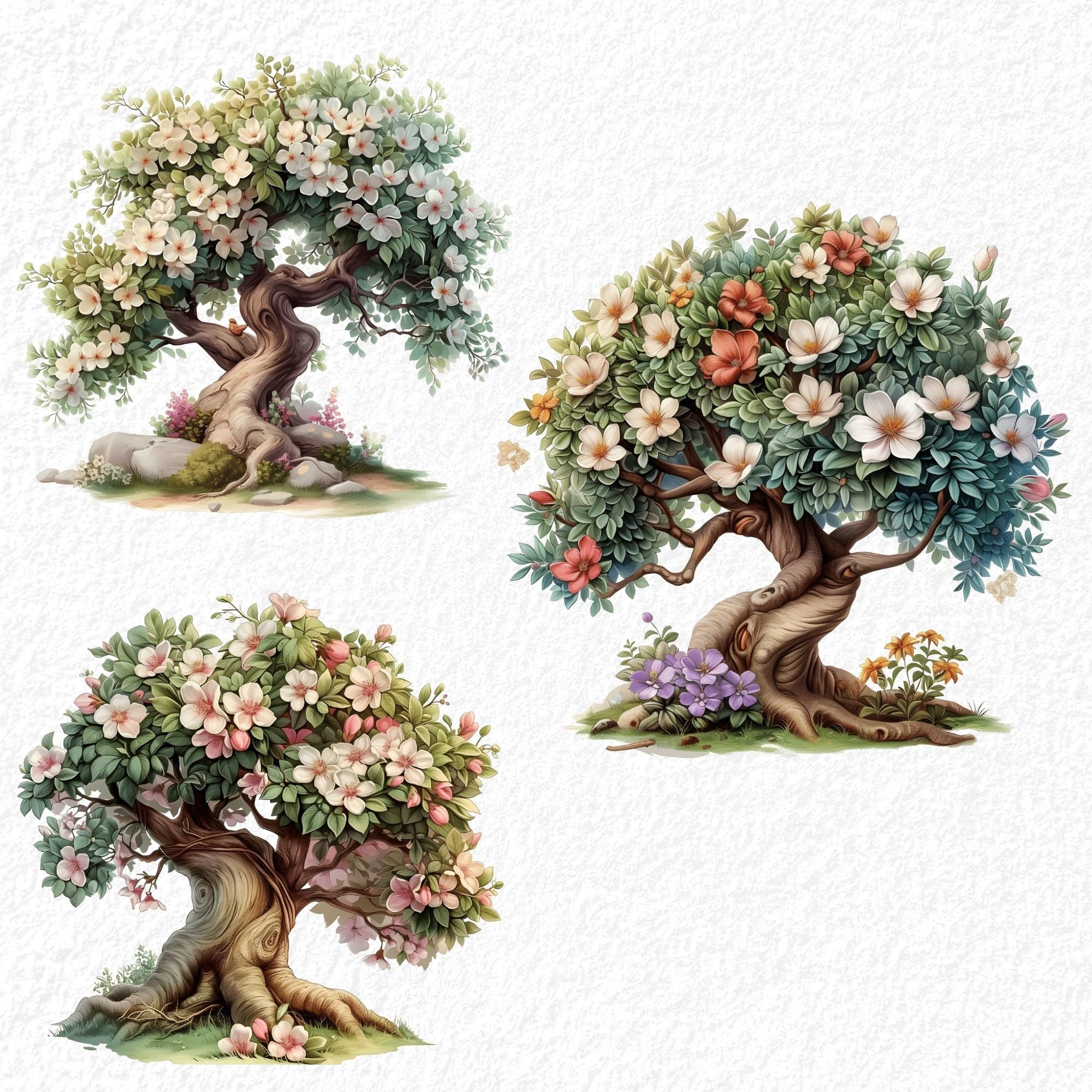 Spring Trees Clipart Bundle High Quality Blossom Trees Clipart Set ...