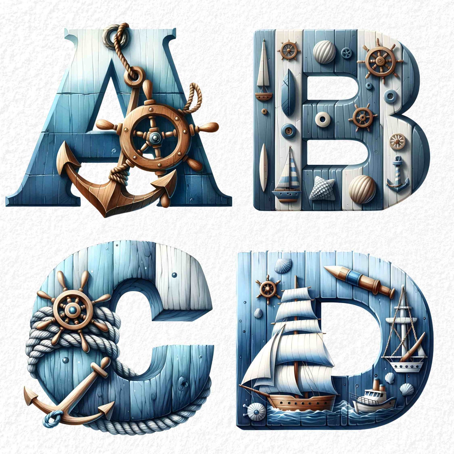 Nautical Png Alphabet Nautical Decorative Letters Ocean Alphabet ...