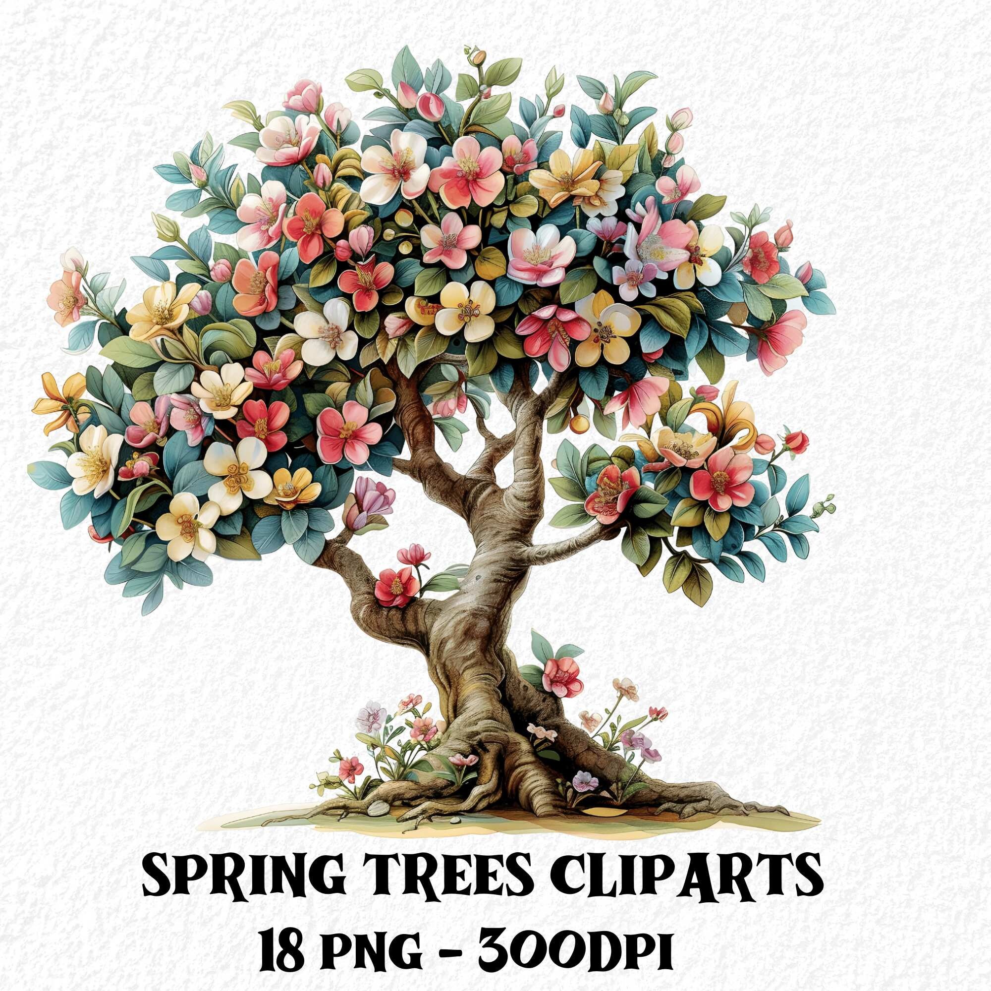Spring Trees Clipart Bundle High Quality Blossom Trees Clipart Set ...