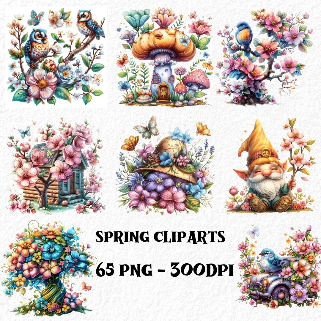 Spring Blossom Clipart Bundle: Floral PNG Graphics (digital Download ...