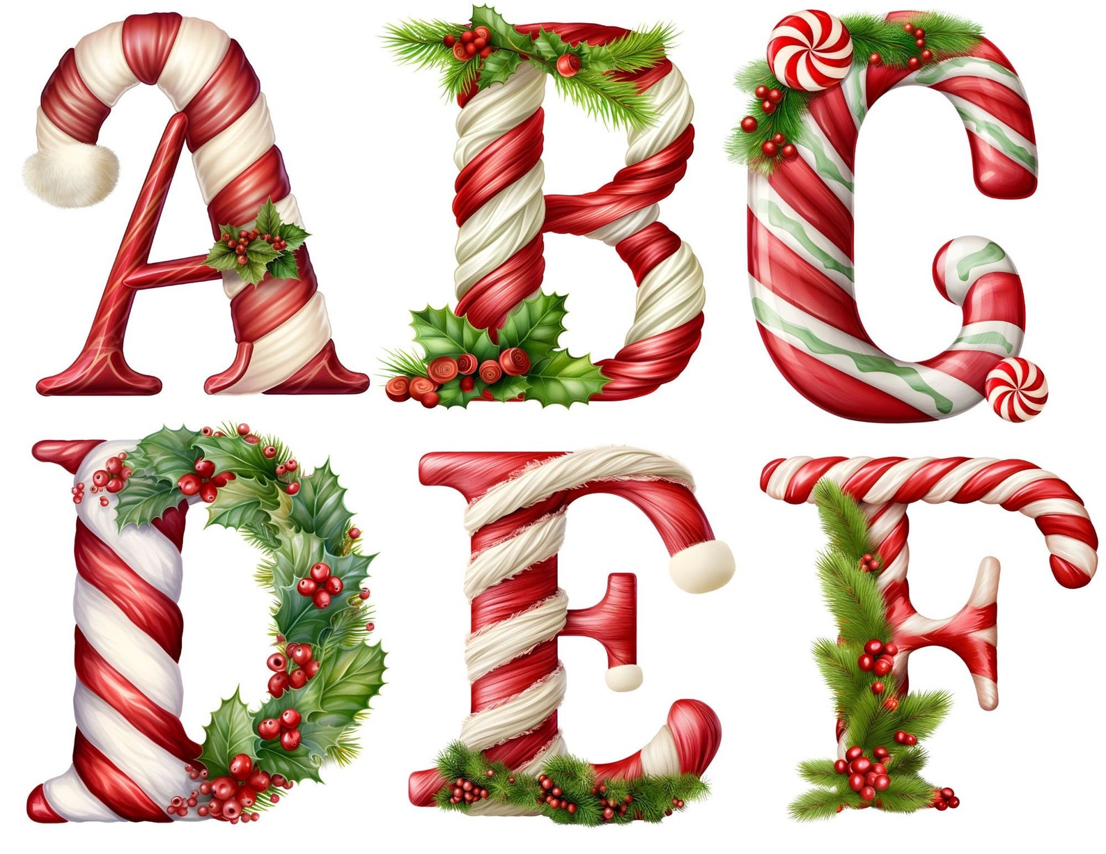 Christmas Candy Cane Png Christmas Alphabet Png Decorative Letters ...