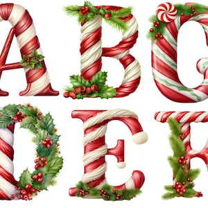Christmas Candy Cane Png Christmas Alphabet Png Decorative Letters ...