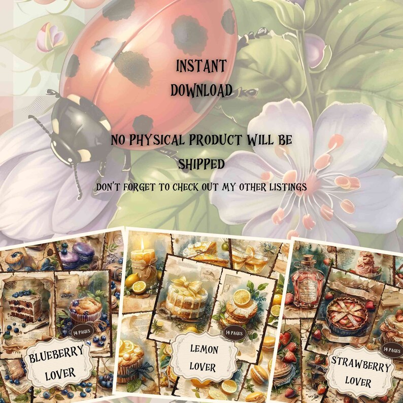 Ladybug Junk Journal Supplies Ladybug Scrapbook Printable Ephemera ...