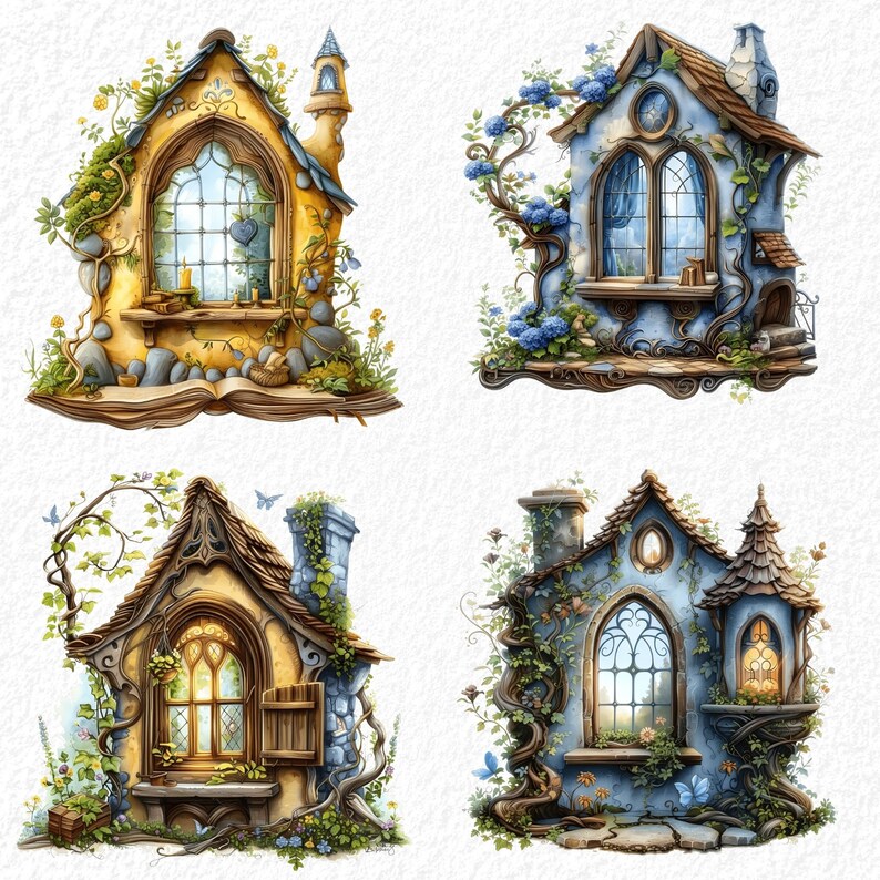 Fantasy Windows Clipart Bundle High Quality Blossom Windows Set Digital ...
